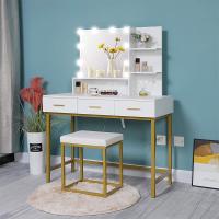China BSCI Certified MDF Wood Touch Screen Mirrored Dresser Table With Led Lights for sale