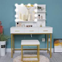 China BSCI Certified MDF Wood Touch Screen Mirrored Dresser Table With Led Lights for sale