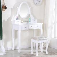China Touch Screen Pine Wood Mirrored Dresser Table With Mirror Led Lights for sale