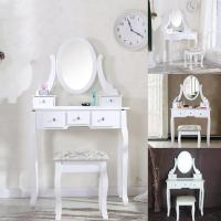 China Touch Screen Pine Wood Mirrored Dresser Table With Mirror Led Lights for sale