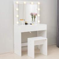 China MDF Wood 136cm Height Touch Screen Mirrored Dresser With Mirror Led Lights for sale