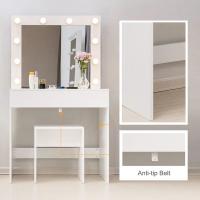 China MDF Wood 136cm Height Touch Screen Mirrored Dresser With Mirror Led Lights for sale