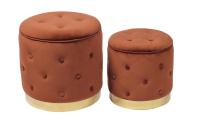 China Fabric Foam Ottoman Stool Brown Color 37cm Height for sale