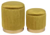 China Fabric Foam Ottoman Stool Brown Color 32.5cm Height for sale