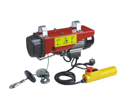 China Mini Electric Wire Rope Hoist with Moving Trolley 250kg to 1200kg Capacity for sale