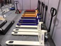 China 2000-5000kg Pneumatic Hand Pallet Truck with PU or Nylon Wheels 1100mm Fork for sale