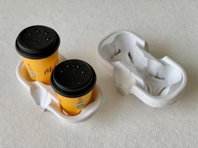 China Biodegradable Compostable 2 Cup Holder Packaging - 0.7mm Thickness Custom Sizing Eco-Friendly Carrier for sale