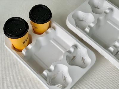 China 4 Cup Pulp Fiber Drink Carrier Biodegradable Compostable Packaging 1.5mm Thickness Custom Sizes for sale