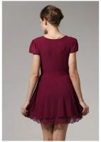 China Ruffled style Solid color Scoop neck Lace short sleeves Slimming Burnt-out dress for Women for sale