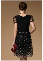 China Ladylike style Scoop neck Embroidery lace short sleeves Slimming Burnt-out dress for women for sale