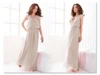 China Fashionable Style Scoop Neck Sleeveless Solid Color Bohemian Chiffon Maxi Dress for women for sale