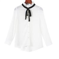China fashion high collar  chiffon shirt with cotton shoulder-straps for sale