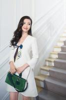 China V neck fashion & elegant long sleeve polyester+spandex ladies dresses for sale