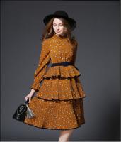 China fashion polyester print layered skirt fringed dress medium style for sale