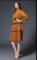 China fashion polyester print layered skirt fringed dress medium style for sale