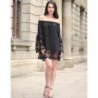 China sexy flounce off shoulder lace trim chiffon ladies' black and white  tops wholesale women blouse with elastic band for sale