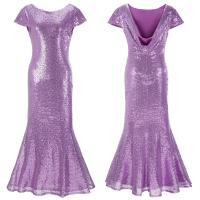 China hot sale polyester short sleeve long women Bodycon evening beaded dress with gold sequin in red blue purple gray beige for sale