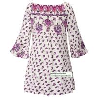 China sexy printed flower short dress for women in long flounce sleeve with off the shoulder for sale