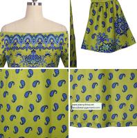 China sexy printed flower short dress for women in long flounce sleeve with off the shoulder for sale