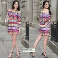 China straples printed women dress with balloon sleeve national dresses for sale