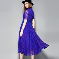 China yellow hot sale women lace-up polyester lace dress for sale