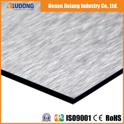 China Silver 3mm 6000mm Nano Brushed Aluminum Composite Panel with PVDF Coating for Facade Cladding for sale