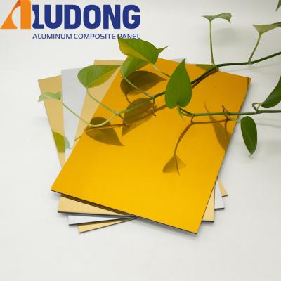 China 3mm Mirror Aluminum Composite Panel 1220x2440mm for Interior Decoration - Fireproof A2/B1 Core for sale