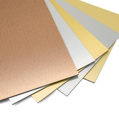 China Silver Gold Brushed Aluminum Composite Panel 3mm-8mm Thickness with UV Resistance for Building Facades for sale
