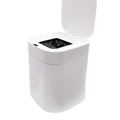 China 17.5L Motion Sensor Trash Can - Automatic One-Click Open Smart Garbage Bin with Self-Sealing Lid in White for sale