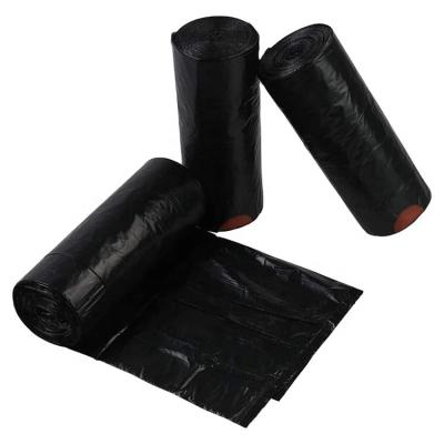 China Black Heavy Duty Plastic Garbage Bags 3 Mil 50-200 Microns PE Drawstring Trash Bags for sale