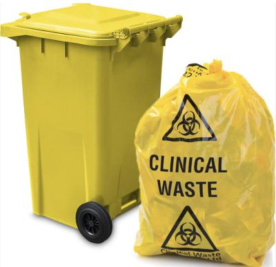 China Disposable Yellow Clinical Waste Bags Biodegradable PE Material Custom Sizes 10-Piece MOQ for sale