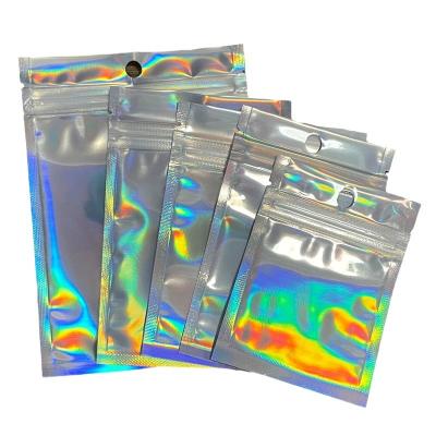 China Custom Laser Holographic Zipper Bags 12x9x0.5cm with Resealable Closure for Food and Electronics Packaging for sale