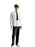 China Long Sleeve Security Uniform Professional White Shirt And Black Trousers Security Uniform With Tie For  School Students for sale