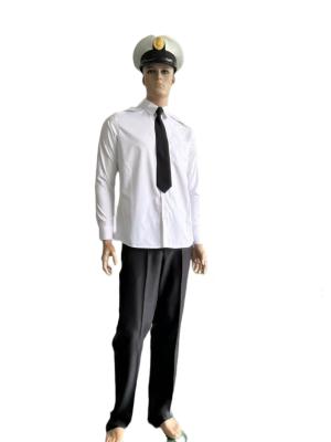 China Long Sleeve Security Uniform Professional White Shirt And Black Trousers Security Uniform With Tie For  School Students for sale