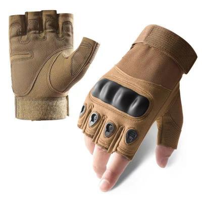 China Hard Knuckle Combat Half Finger Tactical Gloves Shock Resistant For Hiking for sale