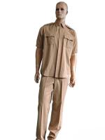 China Security Uniform Tactical Khaki Uniform Set With Short Sleeve Straight Leg 45 Wool 55 Polyester Blend For Men Security Personnel for sale