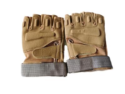 China TactiGrip Brown Combat Gloves Half Finger Reinforced Knuckle and Palm Guard for sale