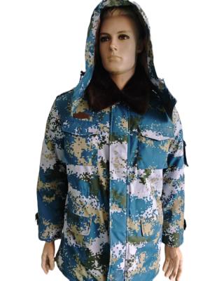 China Tactical Blue Camo Insulated Jacket Detachable Thermal Liner and Adjustable Waist Strap for sale