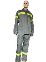 China Security Uniform Firefighting Suit With Reflective Tapes For Men Buttons And Velcro Jacket And Pants Standard Firefighting Uniform for sale
