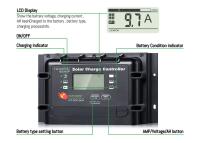 China 60A 12V/24V Digital Solar Charge Controller with LCD Display IP22 Rated 1140W-2280W Input for sale