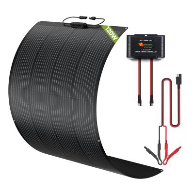 China 100W 120W light weight rv solar panels kit for 12 volt system for motorhome with IP65 Water proof smart charge controller for both lead acid and Lithium Batteries for sale