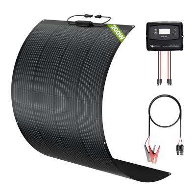 China 200w solar panel kit for rv caravan,campervan,motorhome with semi flexible solar panel and IP67 5 stage charging pwm solar controller for AGM GEL WET CALCIUM LiFePO4 and LTO battery for sale