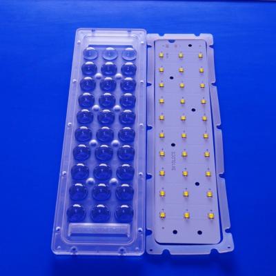 China 30W Injection Molding PC Array Lens LED Cover 250x74mm 120 Degree for High Bay Light for sale