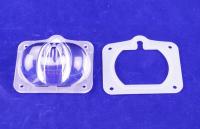 China COB LED Street Light Lens 86×76×30.6mm PC Optical with 91% Transmittance and 166×85° Beam Angle for sale