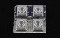 China PC LED Optical Lens 50×50mm 4-in-1 Array for SMD 5050 LEDs with 30° Beam Angle and 90% Transmittance for sale
