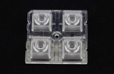 China PC LED Optical Lens 50×50mm 4-in-1 Array for SMD 5050 LEDs with 30° Beam Angle and 90% Transmittance for sale