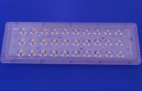 China 3535 PCB Plate Mounting LEDs and Optic Lens 250x74mm 78x132 Degree for Gas Station Lamp for sale