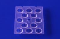 China 12-in-1 3030 SMD LED PC Array Lens 50×50×5.57mm with 60°/90°/TYPE III Beam Angles for 5050 Modules for sale