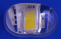 China 100W COB Glass Lens for Citizen LED Street Lighting - 104.7mm Diameter, 130×60° Beam Angle for sale