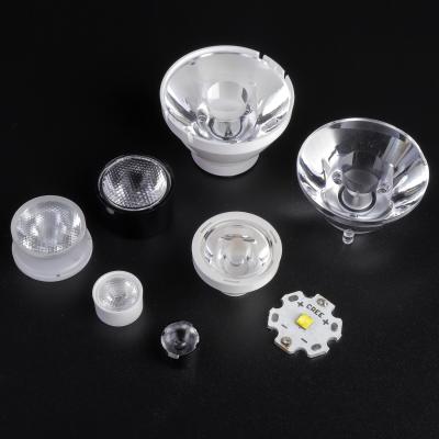 China 1W 3W High Power PMMA LED Lens 19.8mm Diameter 45° Beam Angle for Aspheric Condenser Spotlights for sale